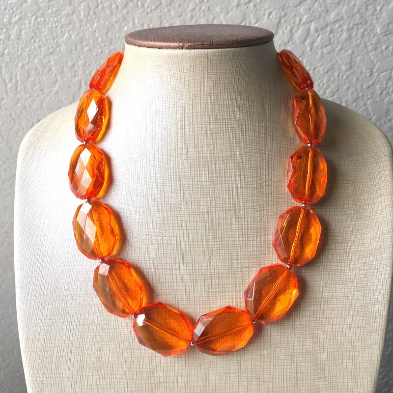 Orange Bead Necklace - Etsy