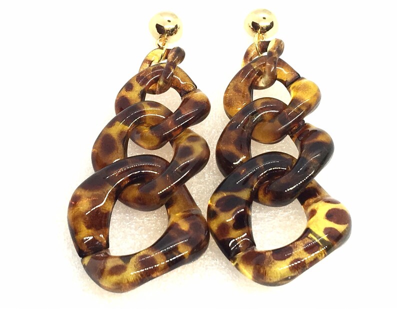 Tortoise Shell Brown & Black Dangle Stud Earrings Geometric - Etsy