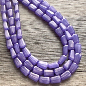 Sparkle Infused Purple Resin Necklace, 3 Strand Bright Jewelry, Big ...