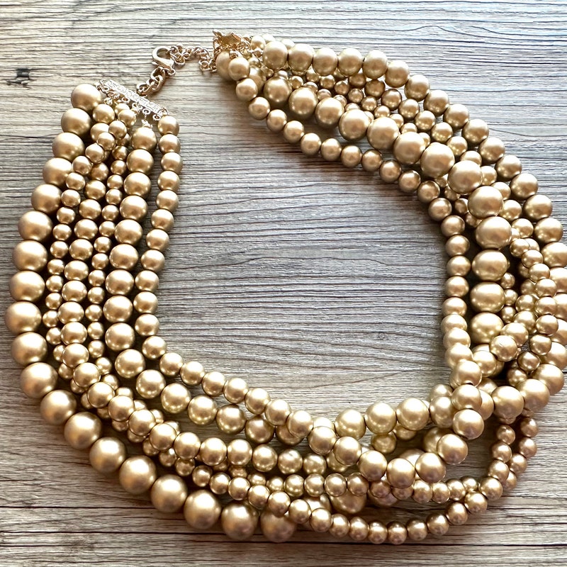 Gold Bead Necklace - Etsy