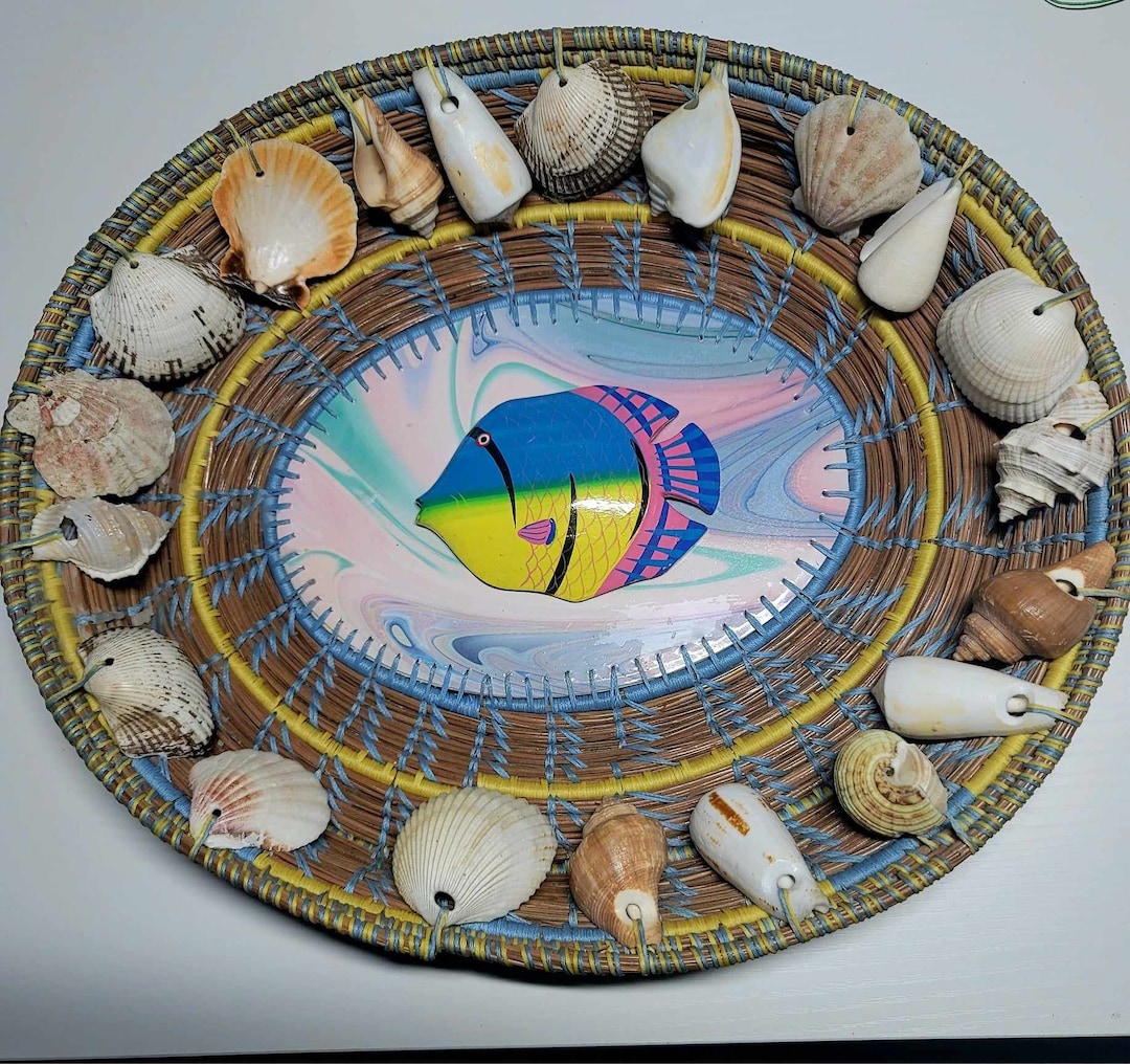 One of a Kind Gift! Pine Needle Collectible Basket Coastal Design W ...
