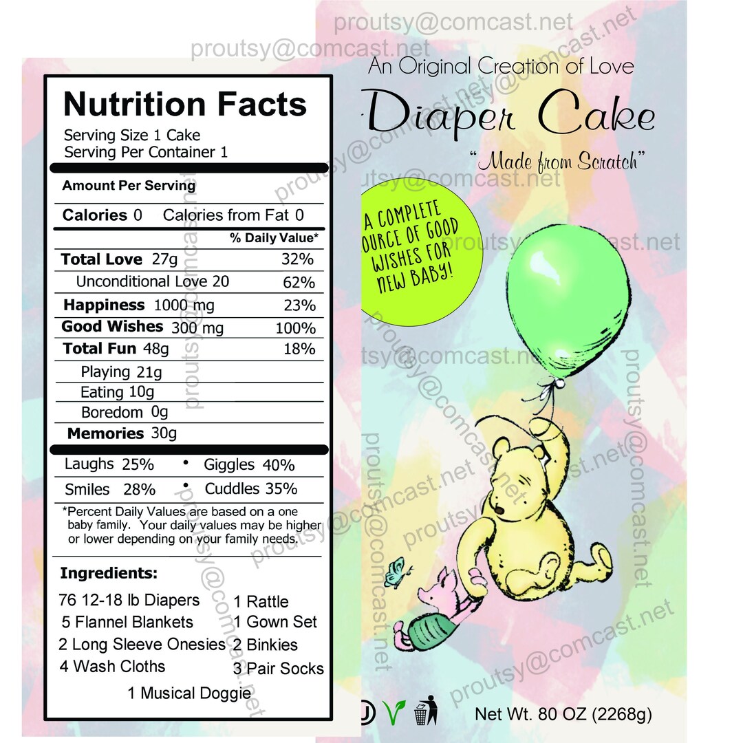 Customizable Diaper Cake Label/custom Label/nutrition Label - Etsy