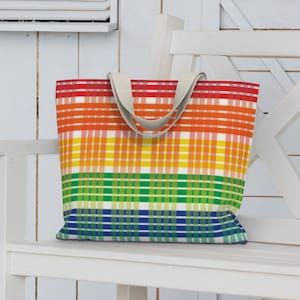 Rainbow Plaid Oversized Tote Bag, LGBTQ Gift - Etsy