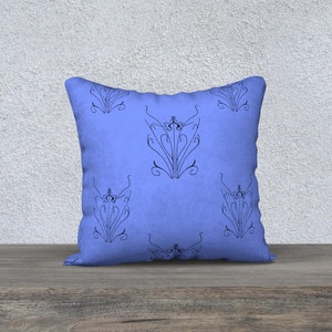 Art Nouveau Periwinkle Line Art Pillow Cover, Pillow Cover Cotton ...