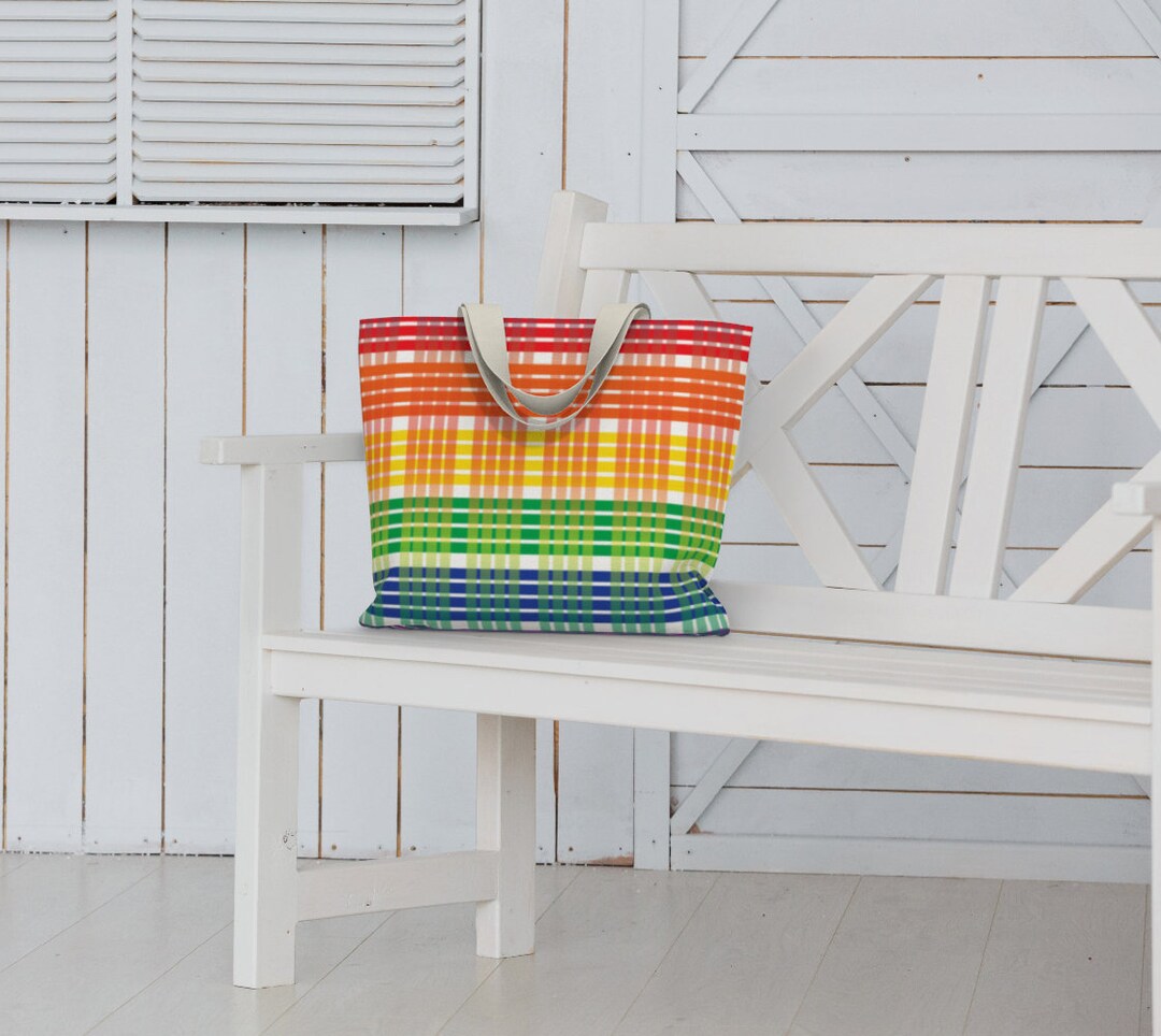 Rainbow Plaid Oversized Tote Bag, LGBTQ Gift - Etsy