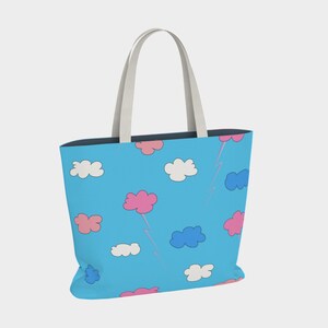 Trans Gender Flag Colors, Clouds and Lightning Tote Bag, LGBTQ Gift ...
