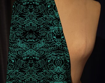 Rococo Swirls Fabric Modern Mermaid Ocean Waves Large by Micklyn Teal ...