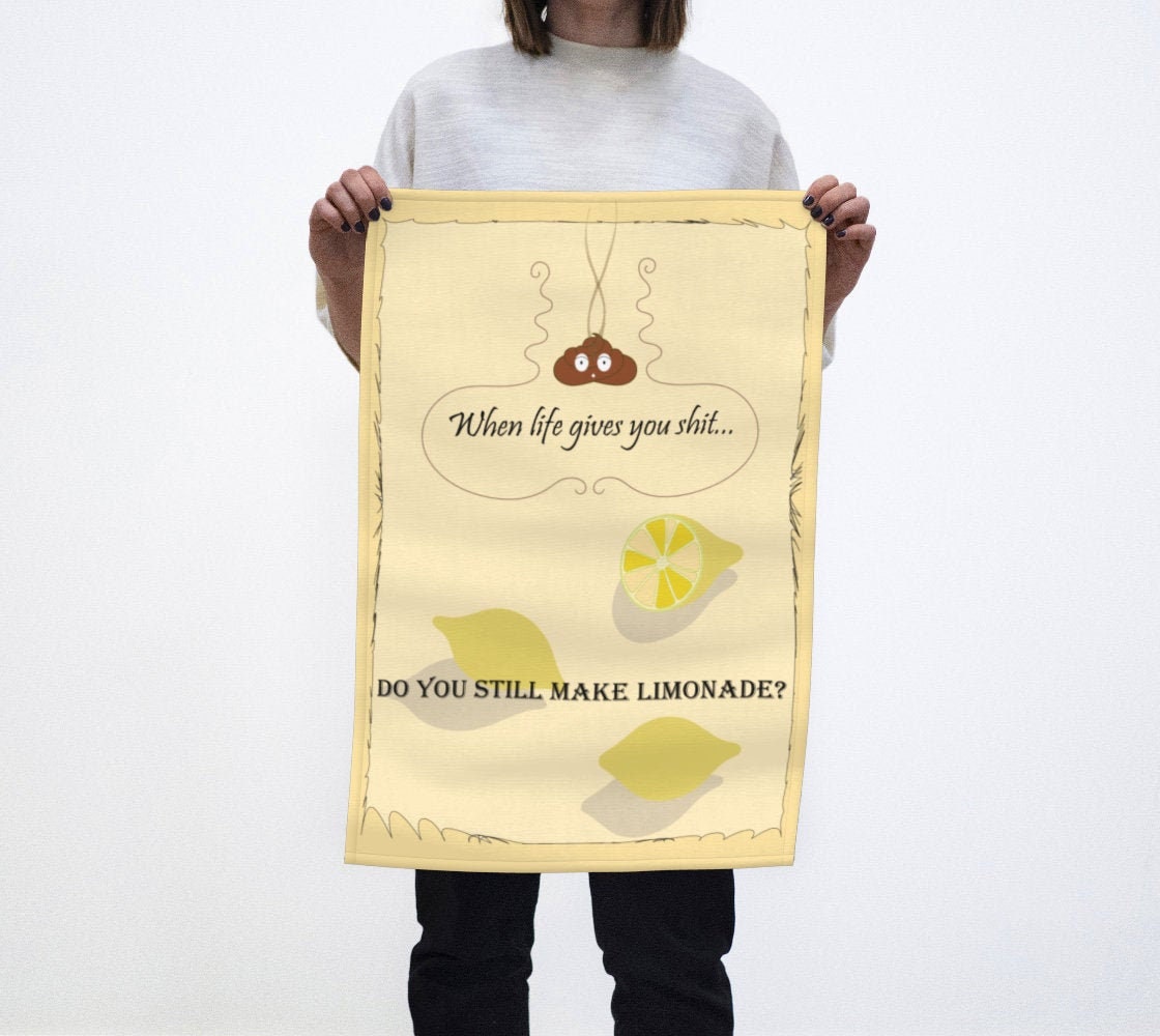 Yellow Towel Poop Emoji, Lemonade Decor, Funny Tea Towels, Poop Wall ...