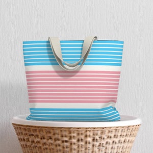 Transgender Flag Tote Bag, LGBTQ Gift for Her, With Zipper, With ...
