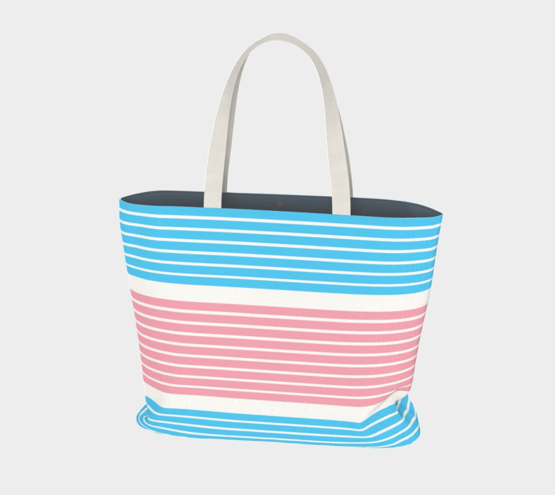 Transgender Flag Tote Bag, LGBTQ Gift for Her, With Zipper, With ...