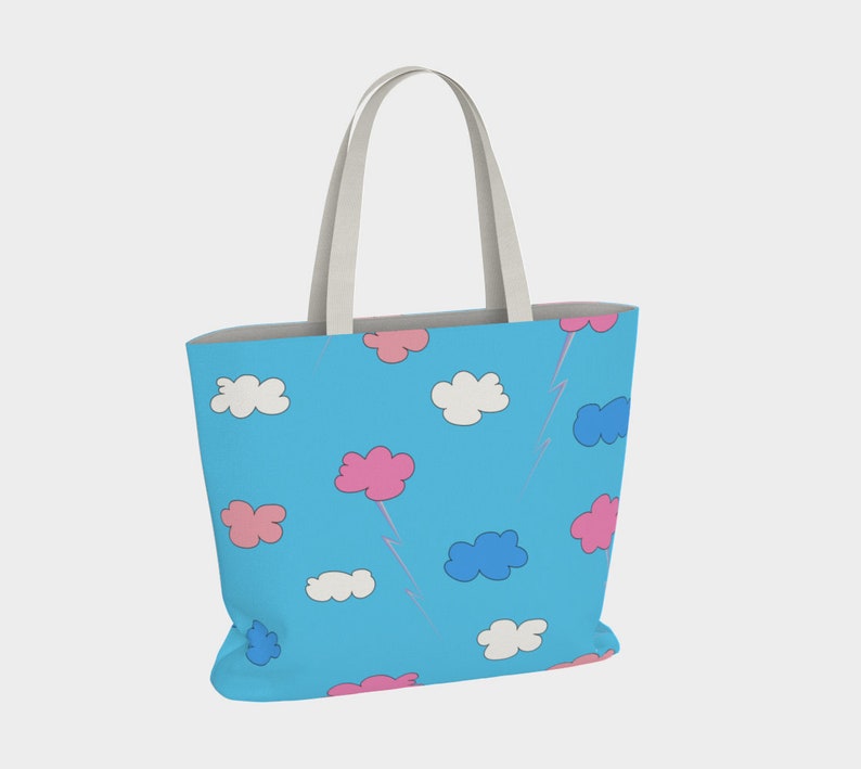 Trans Gender Flag Colors Clouds and Lightning Tote Bag LGBTQ | Etsy