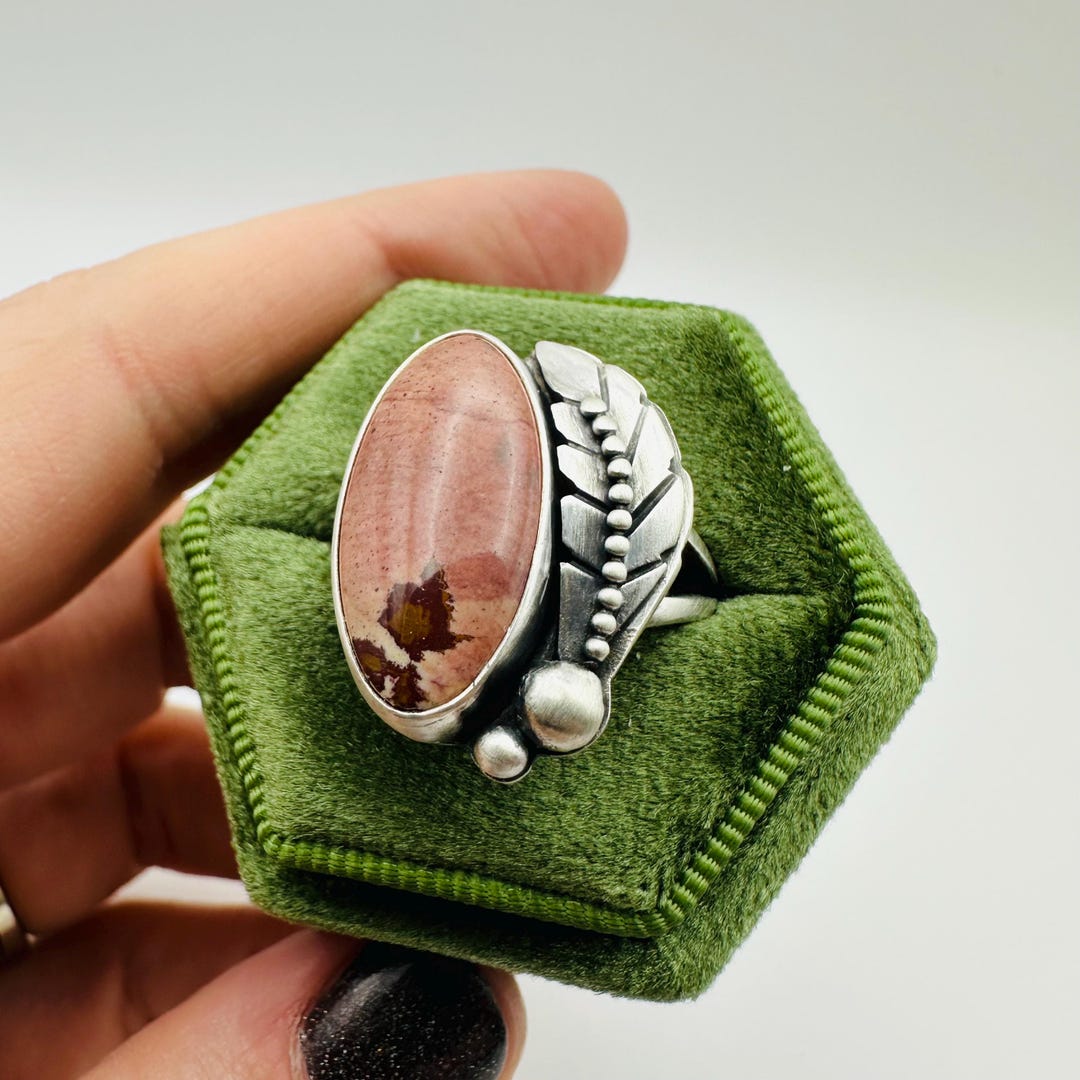 Red Falcon Jasper Feather Ring Sterling Silver, Handcrafted in Alaska ...