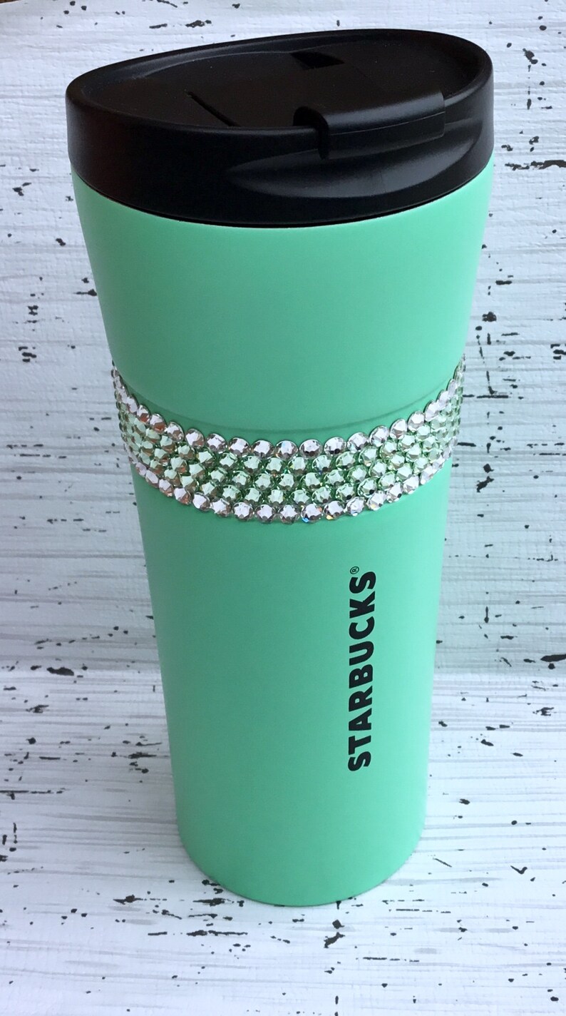 Starbucks Green Stainless Steel Cup Swag W/ Swarovski Mint Sea - Etsy