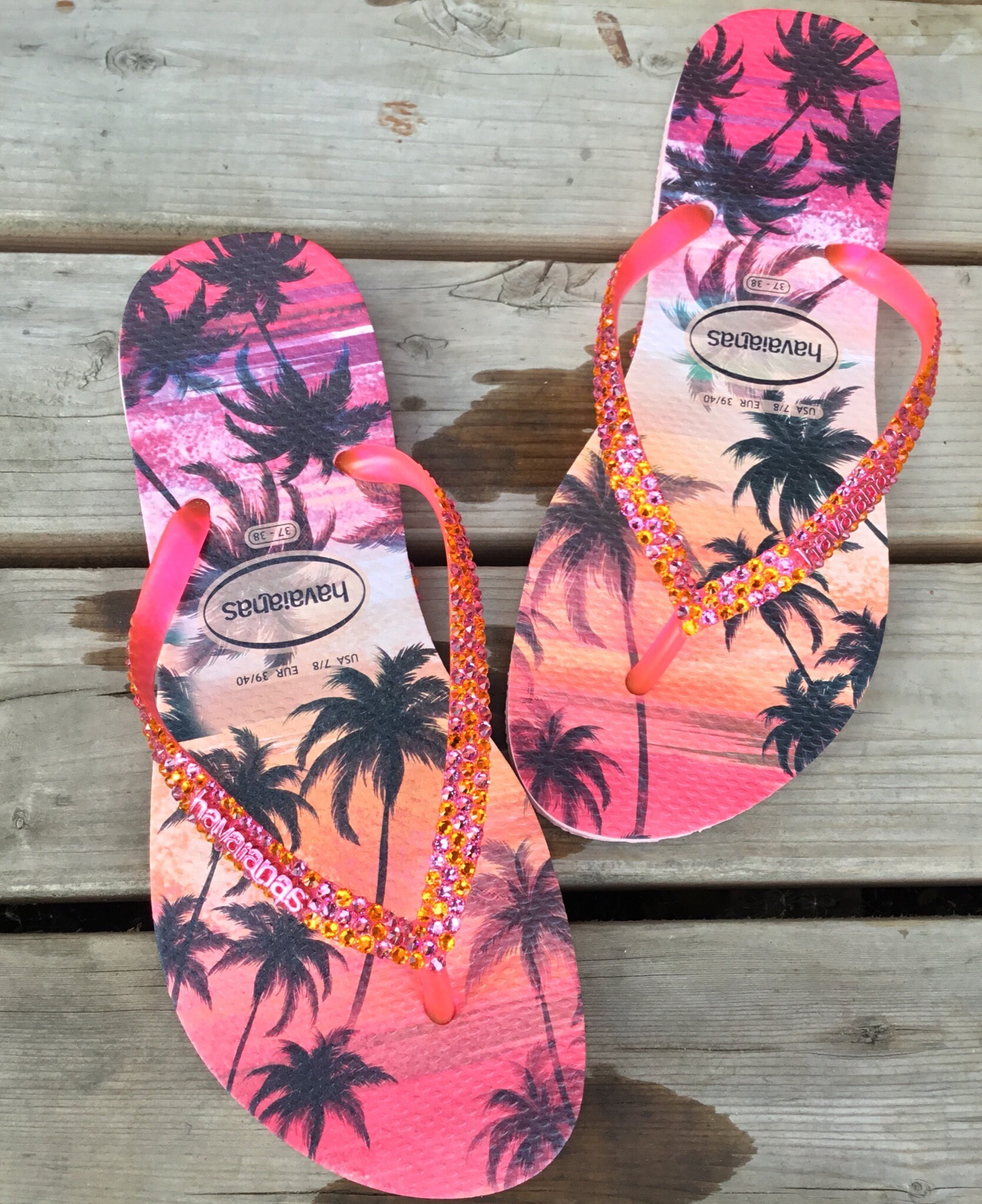 Pink Sun Sunset Havaianas Slim flat Ladies Flip Flops Hawaiian | Etsy