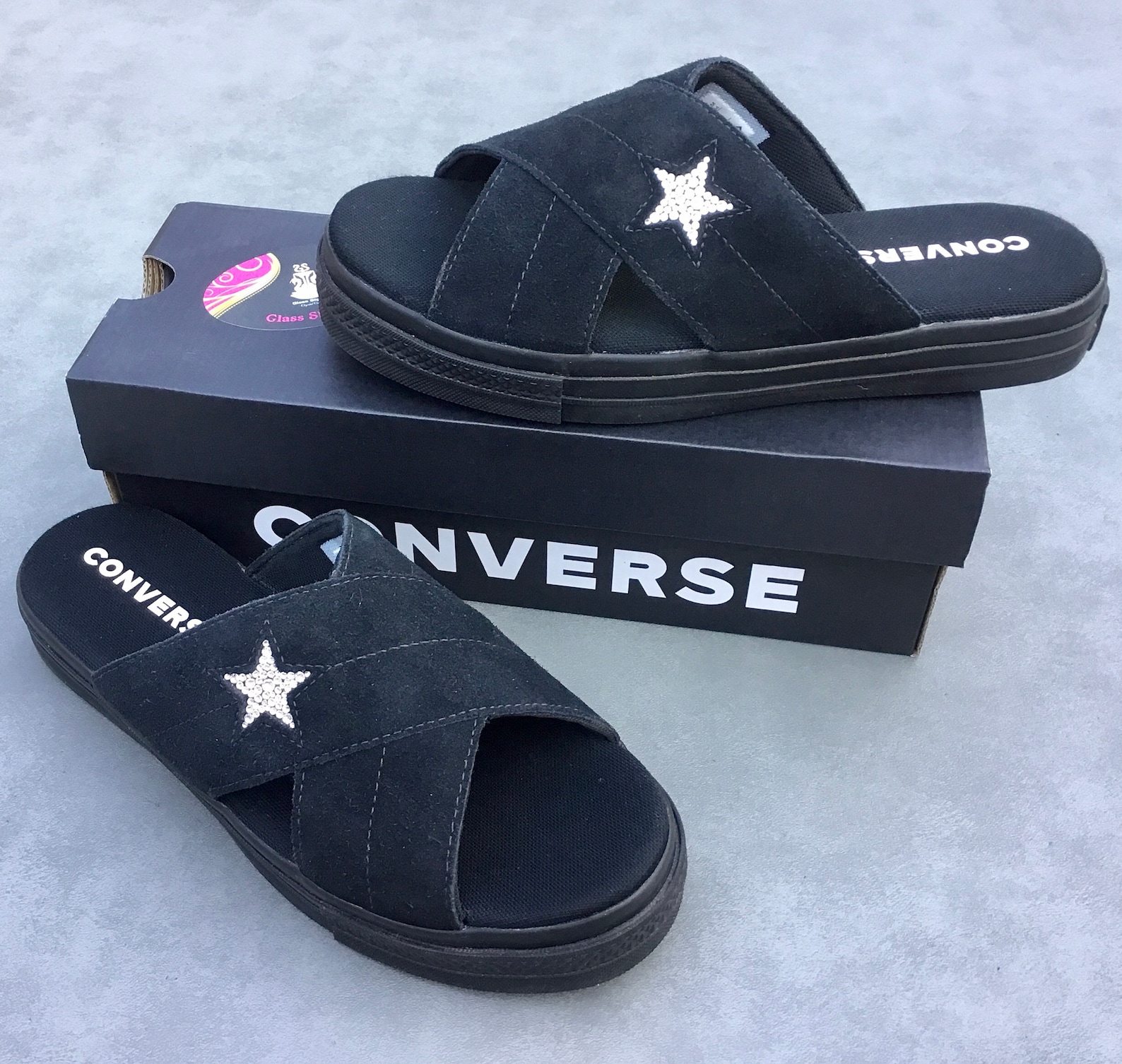 Black Converse One Star Slip on Slide Beach Flip Flops | Etsy