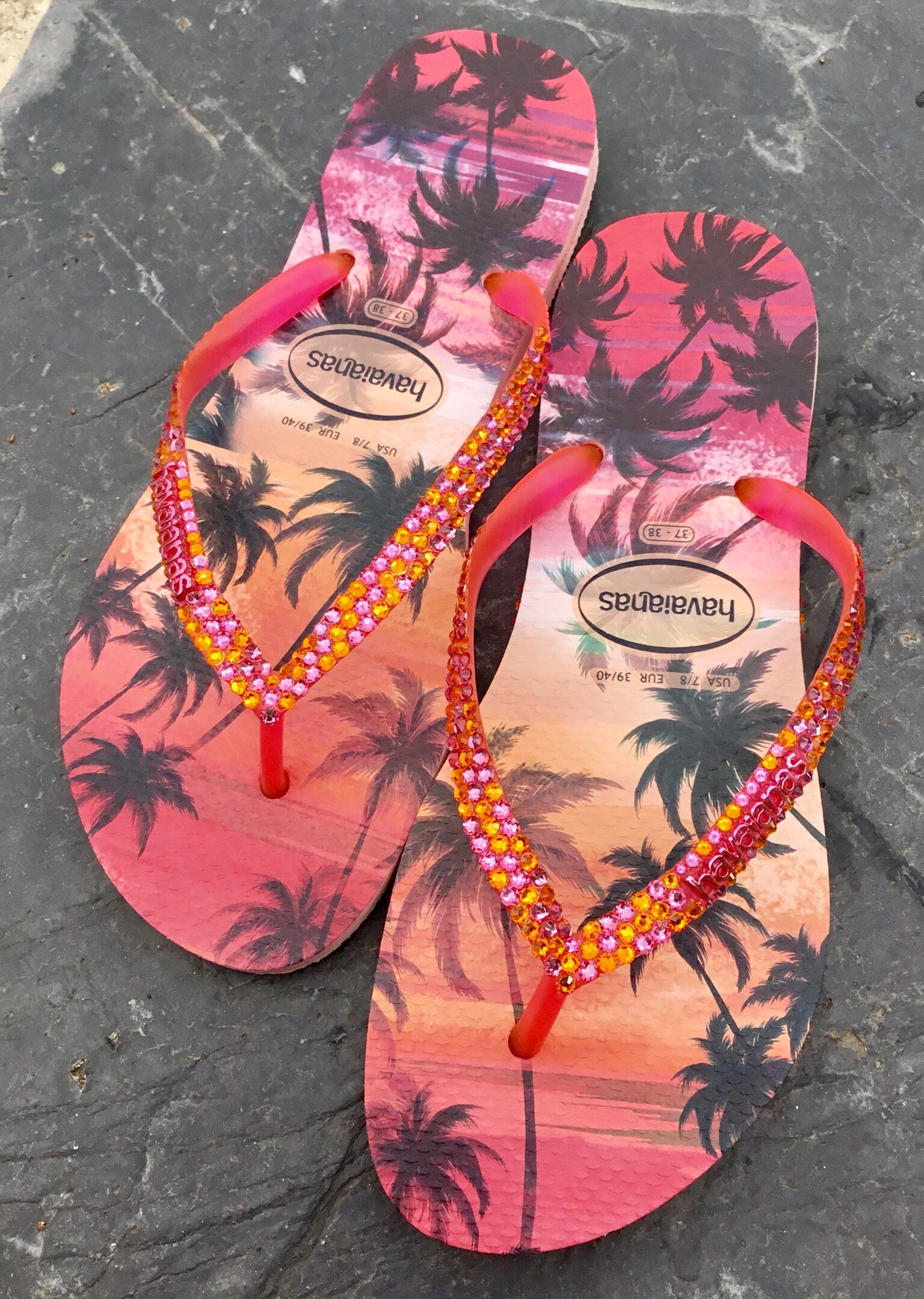 Pink Sun Sunset Havaianas Slim flat Ladies Flip Flops Hawaiian | Etsy