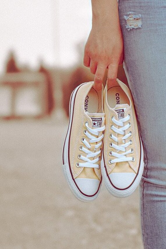 Ivory Vanilla Cream Converse Low Canvas off White Custom | Etsy