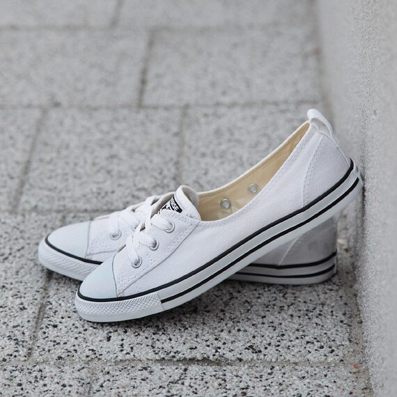 Slip on Ballet White Converse Low Canvas Bridal Lace Custom W/ | Etsy