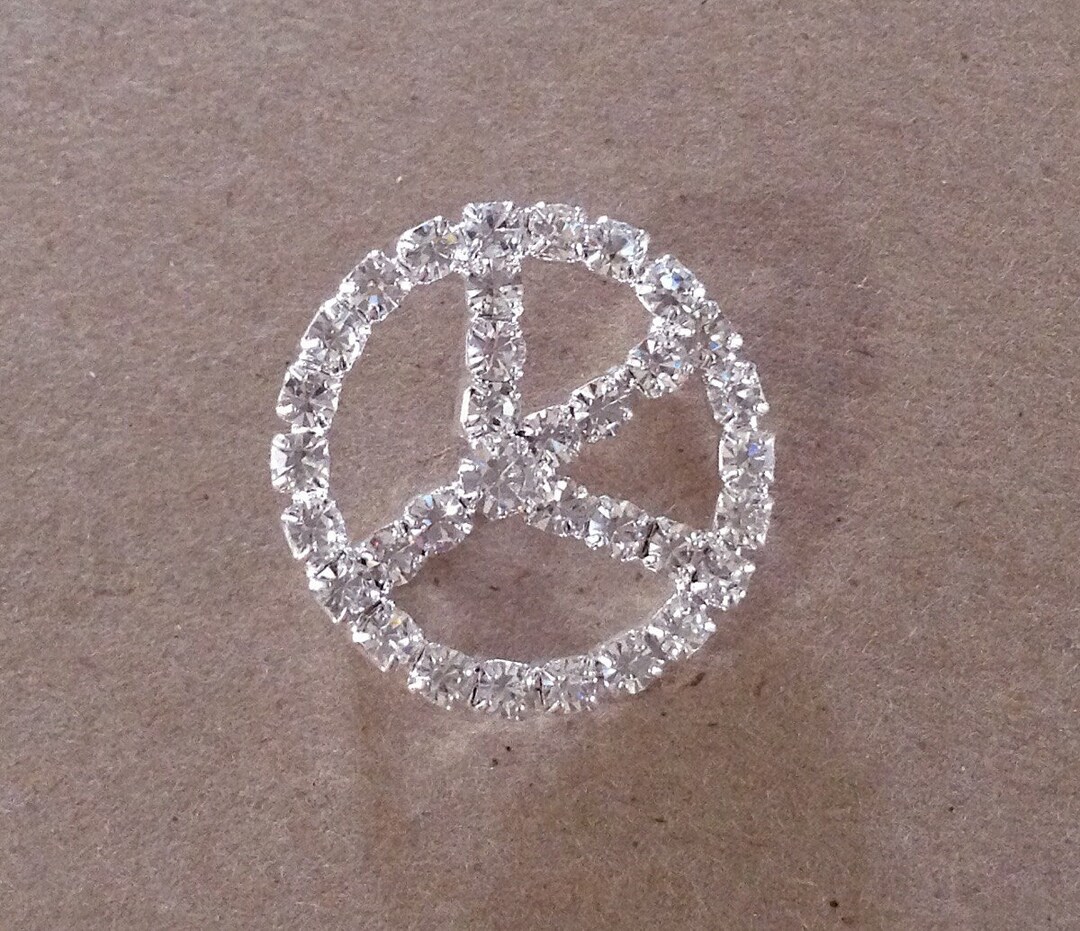 Crystal Rhinestone Peace Sign: Silver Tone Embellishment, DIY Jewelry ...