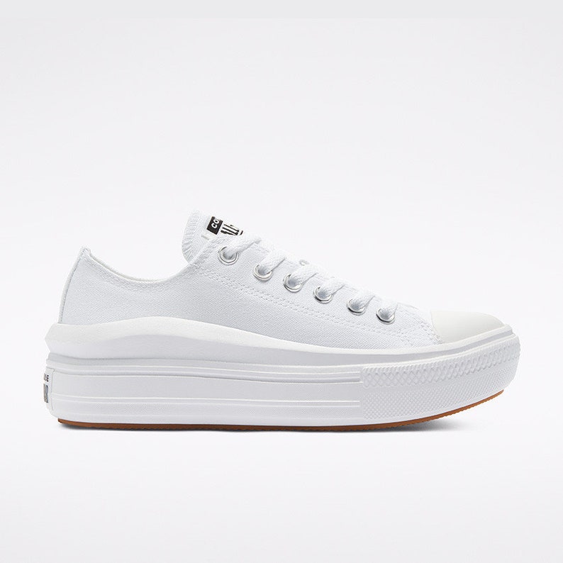 White Converse Move Mono Low Top Boot Platform Lift Club Kicks | Etsy