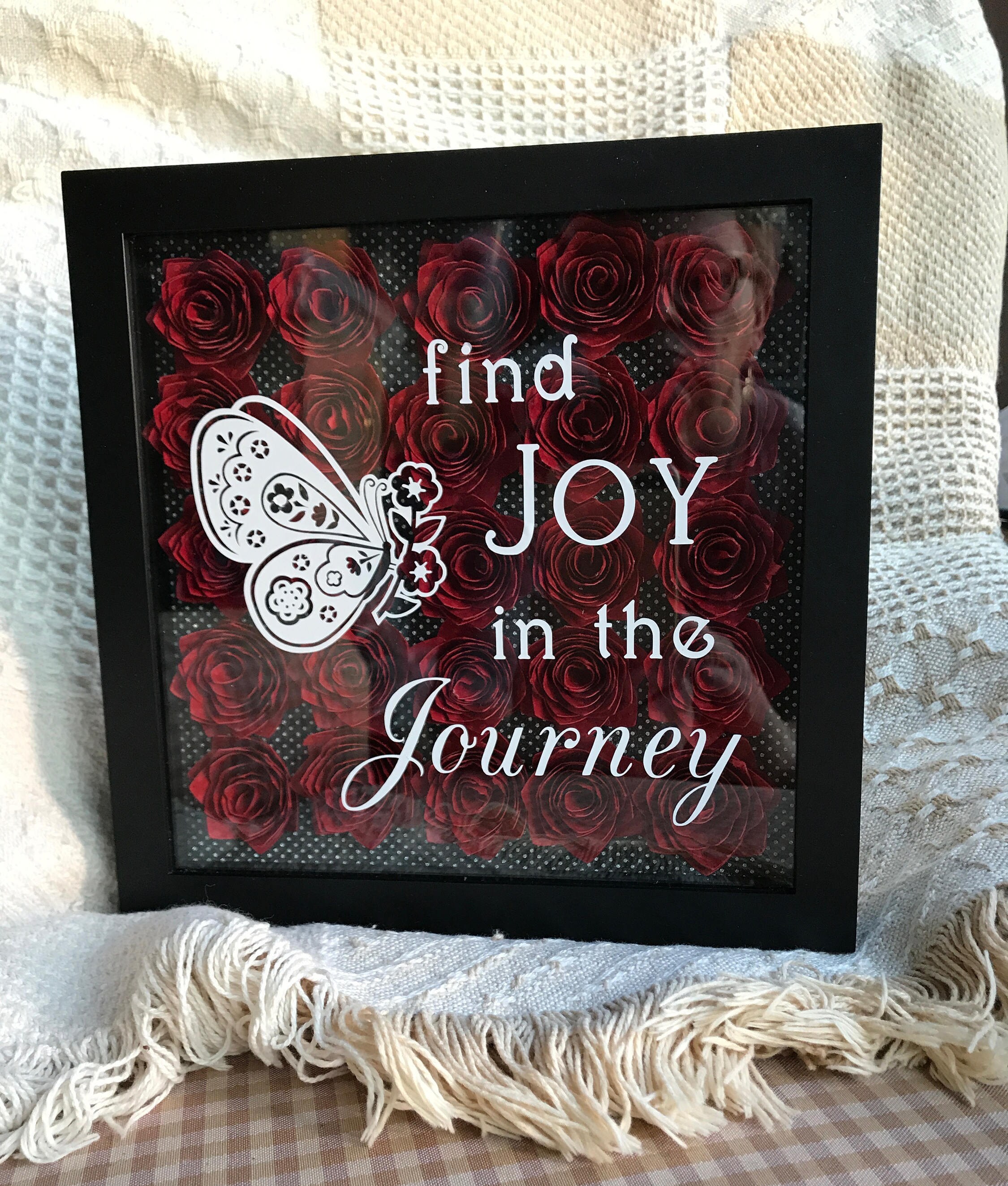 Black Framed Shadow Box Filled With Rich Red Paper Roses and | Etsy