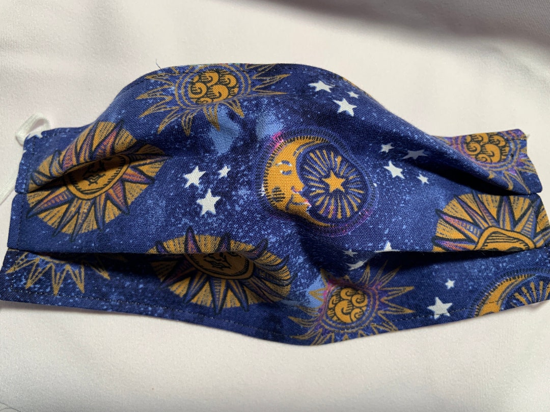 Sun, Moon, Stars, Astrology, Lunar, Hippie Face Mask, Reversible Mask ...