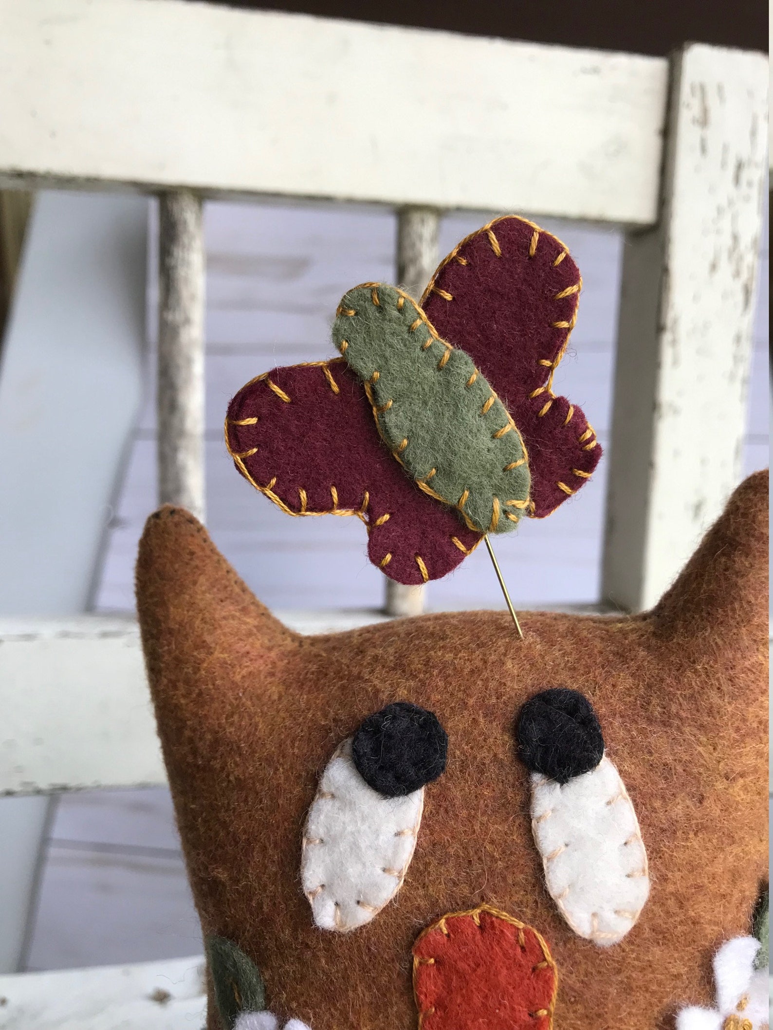 Folk Art Cat Cat Pin Cushion Farmhouse Cat Cat Home Decor | Etsy