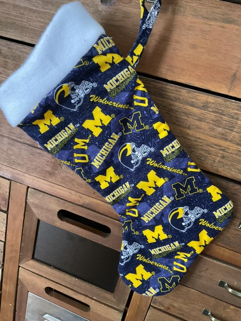 University of Michigan Christmas Stocking, Go Blue, Personalized ...