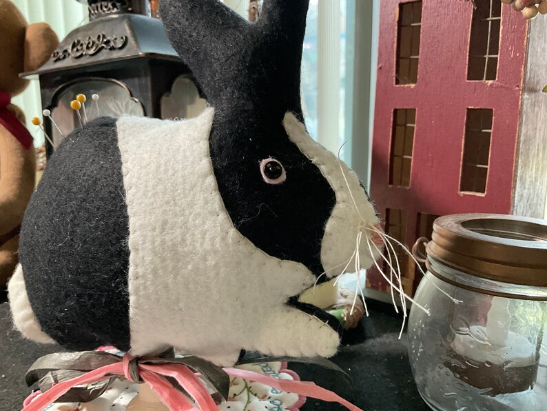 Folk Art Rabbit, Vintage Rabbit, Rabbit on Spool, Primitive Bunny ...