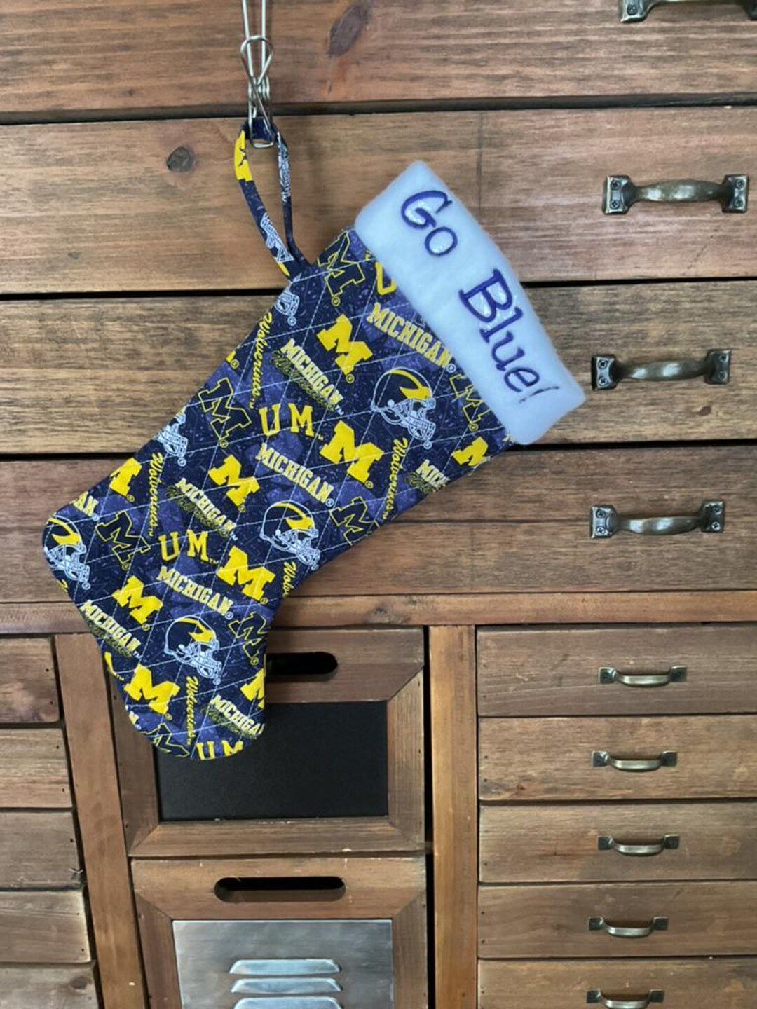 University of Michigan Christmas Stocking, Go Blue, Personalized ...