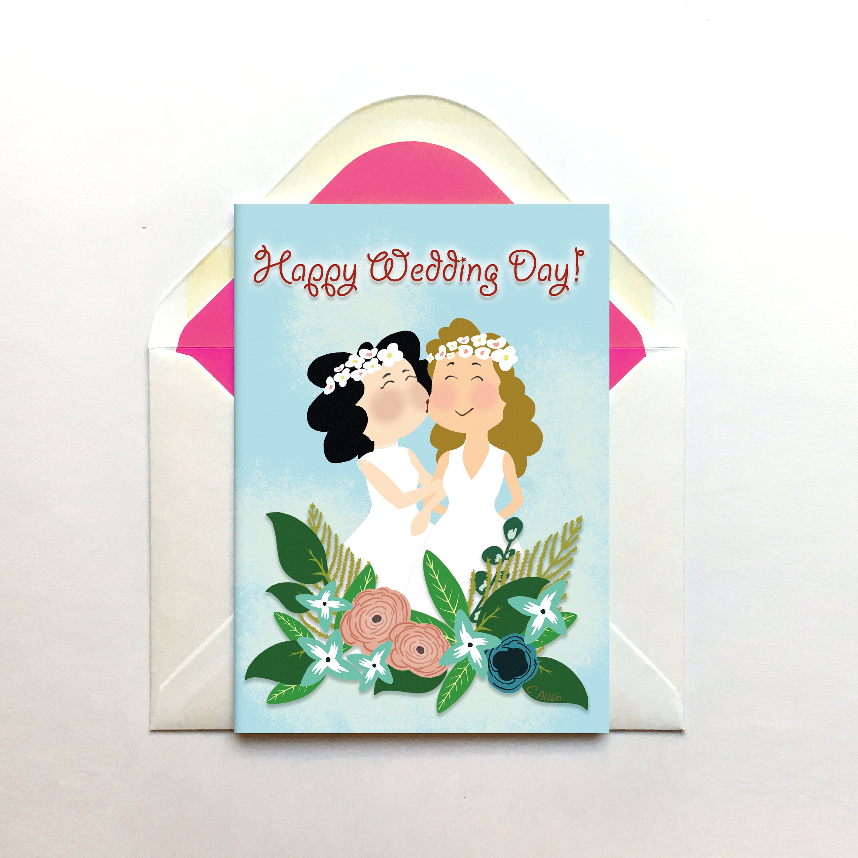 Lesbian Wedding Card Congratulations Card Same Sex Card Gay Etsy Uk