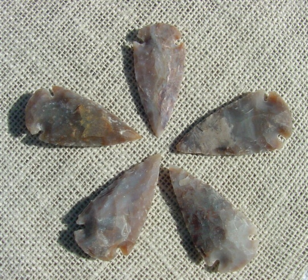 5 Arrowheads 2 Inch Hand Picked Light Reproduction Bird Stone Points ...