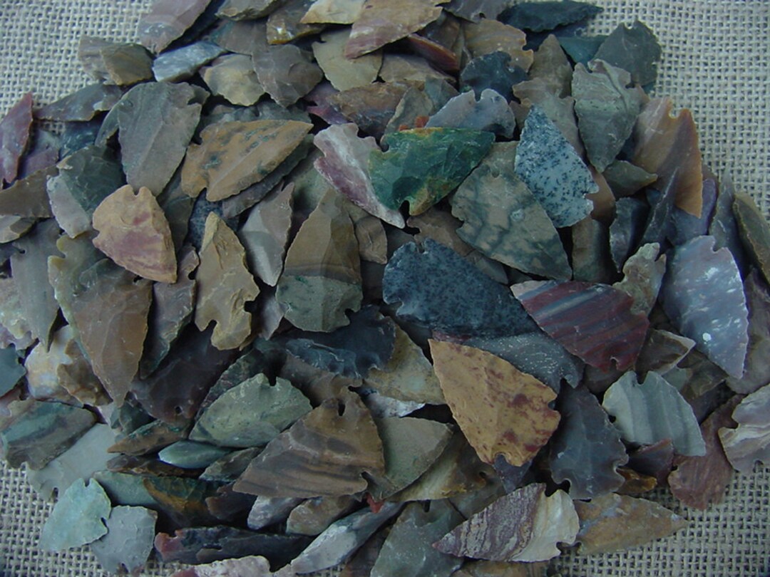 25 Reproduction Arrowheads Spearheads Jasper Stone Points for Crafts ...