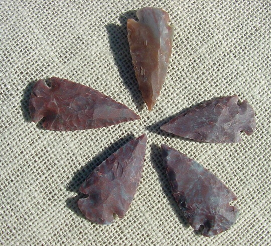 5 Arrowheads @ 2 Inch Hand Picked Mixed Colors Reproduction Stone Arrow ...