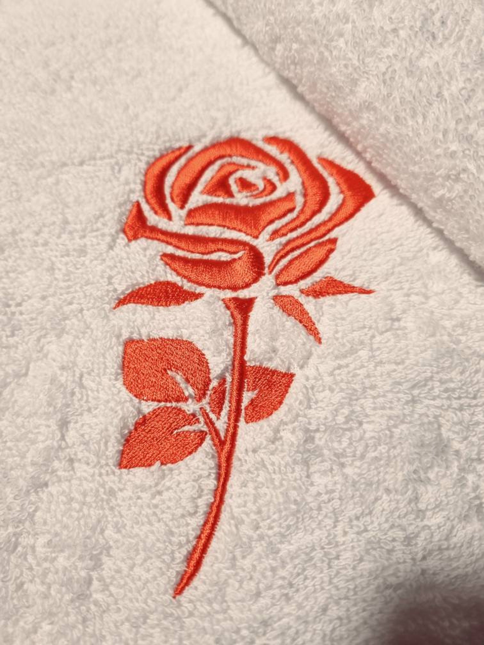 Embroidered Hand and Shower Bath Towel With Rose // Handmade ...