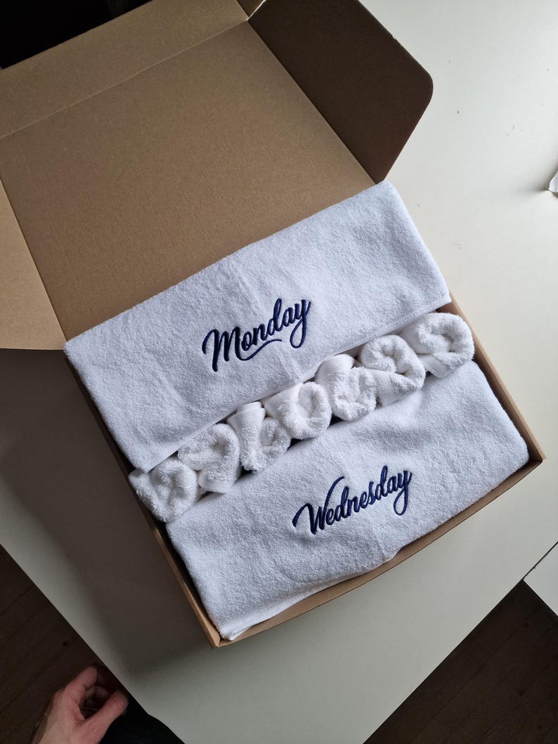 Embroidered Days of the Week Towel Set: 100% Cotton Farmhouse Decor - Etsy