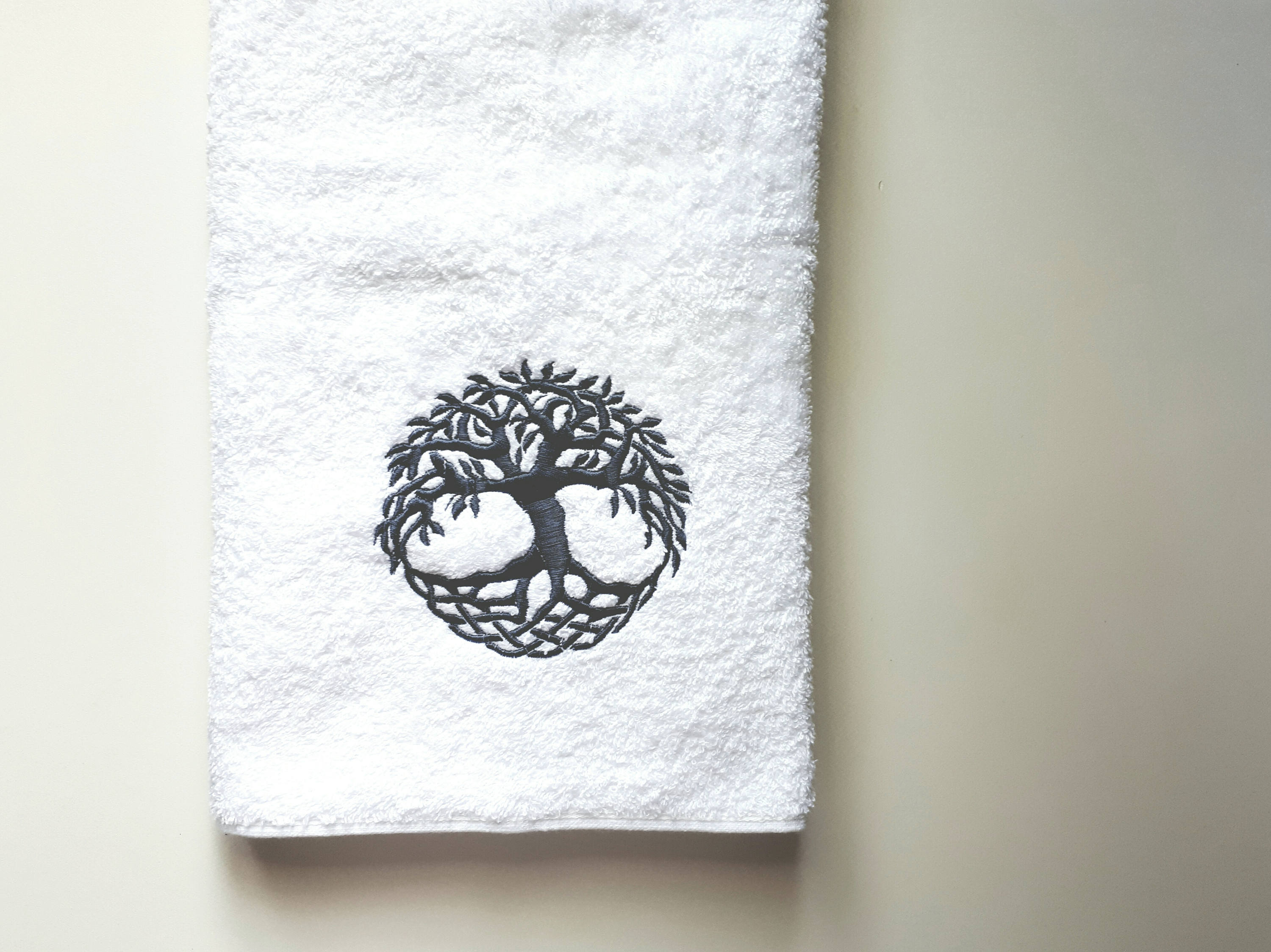 Embroidered Tree of Life Towel: Personalized Cotton Terry Gift - Etsy