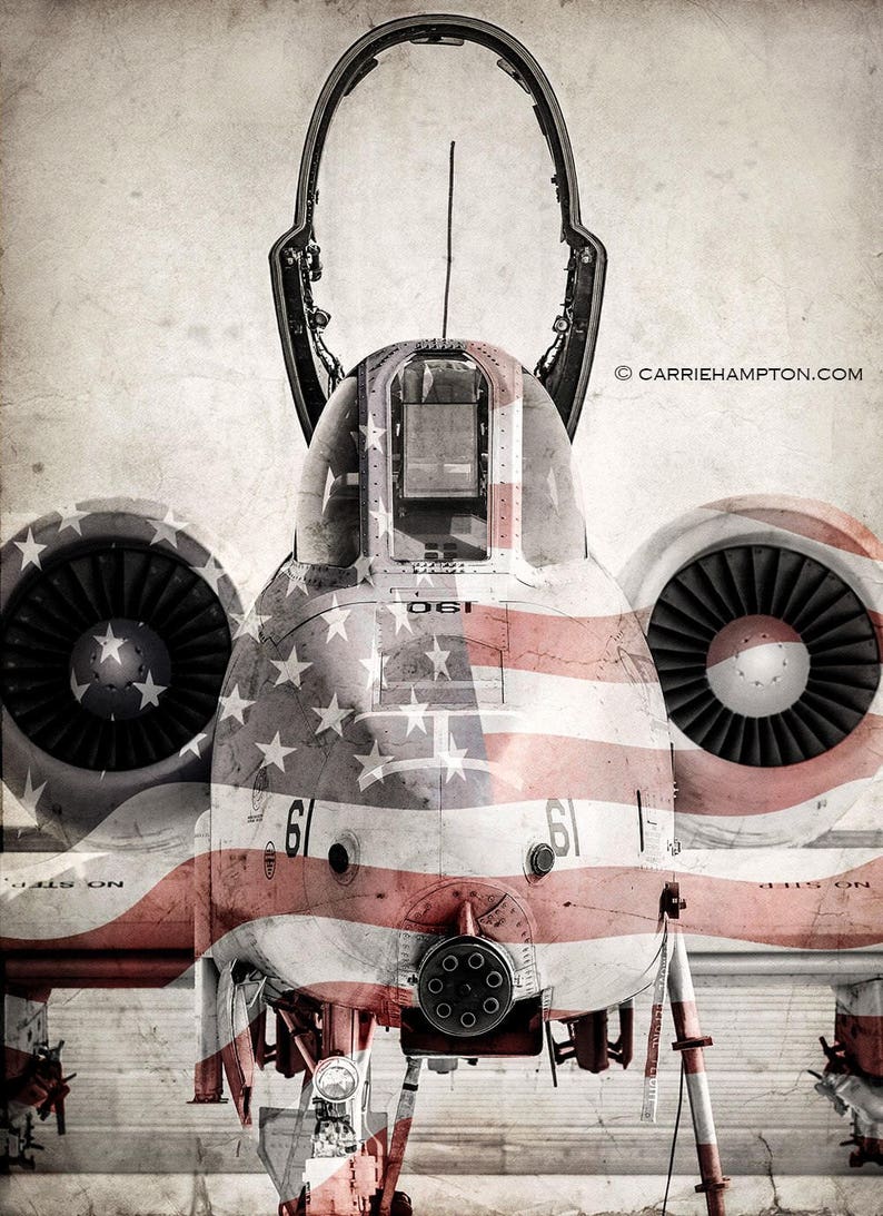 A10 Warthog Jet Photograph, A10 Attack Plane Poster, American Flag ...