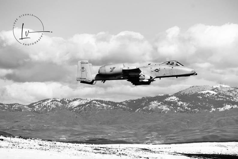 A10 Warthog Photo, A10 Warthog Low Pass, Black and White, Aviation ...