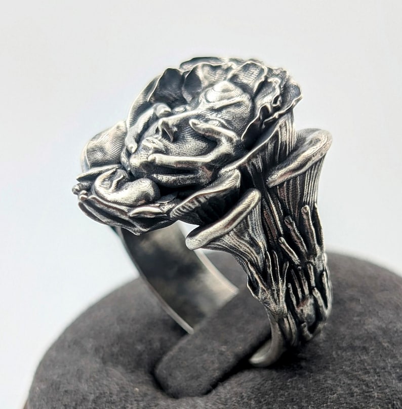 Sterling Silver Surrealism Mother Earth Ring. Adjustable Band. - Etsy