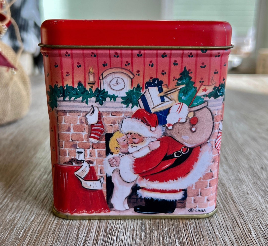 Santa Christmas Tin Santa Coming Down the Chimney Tin Christmas ...