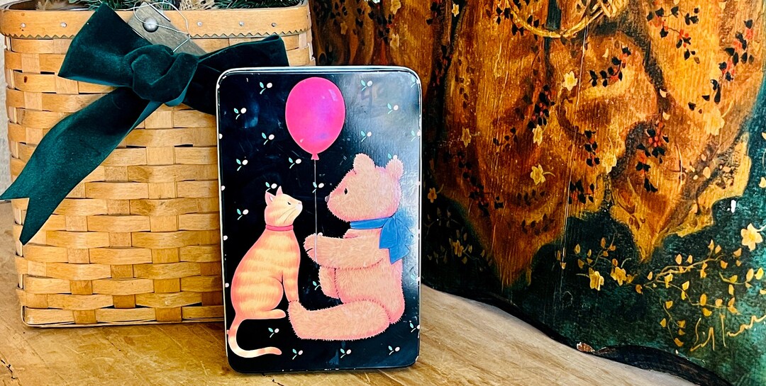 Retro Tin Tabby Cat & Bear: Ginny Fraser 80s Decor - Etsy