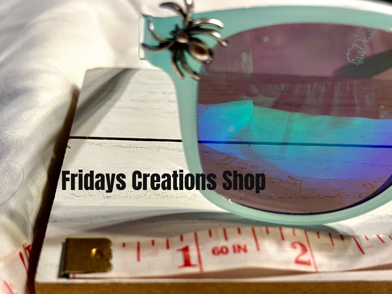 Spooky Mint Green Sunglasses With Spiders - Etsy