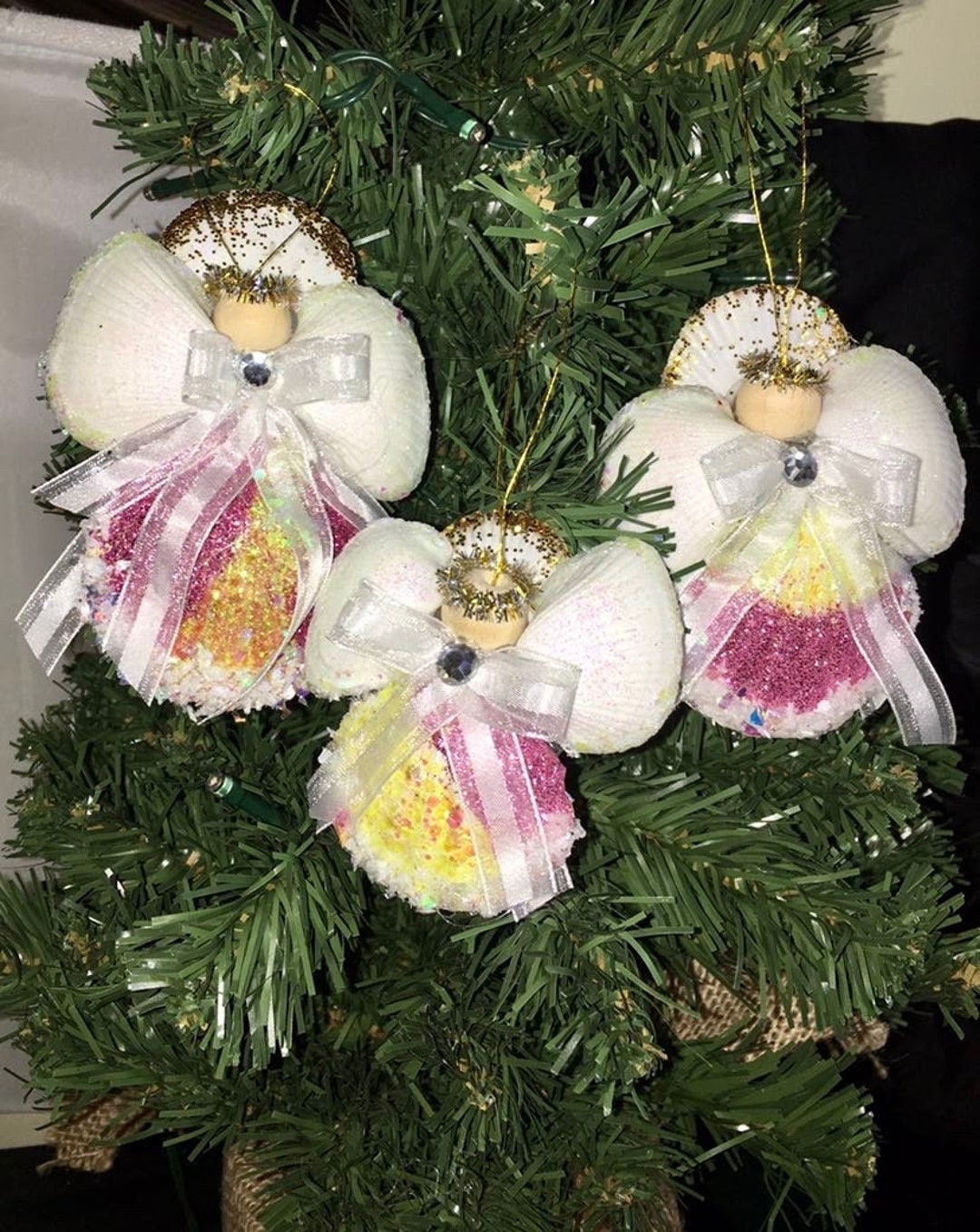 Angel Seashell Clam Shell Skirts Yellow and Rose Set of 3 - Etsy