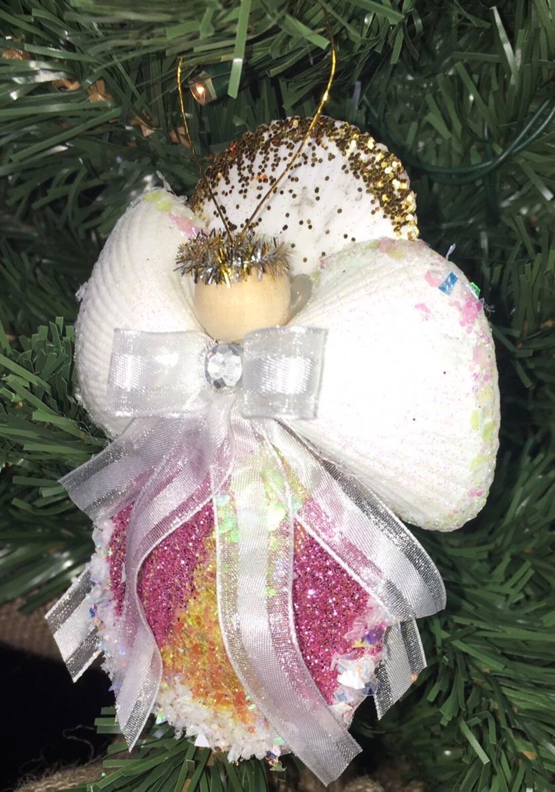 Angel Seashell Clam Shell Skirts Yellow and Rose Set of 3 Christmas ...