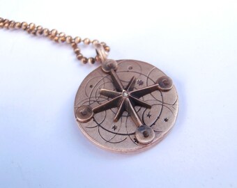 Mini Compass Gold Ring Diamond and Ruby | Etsy