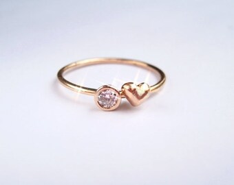 14K Gold and Diamond Heart Ring from The Sweet Nothings | Etsy