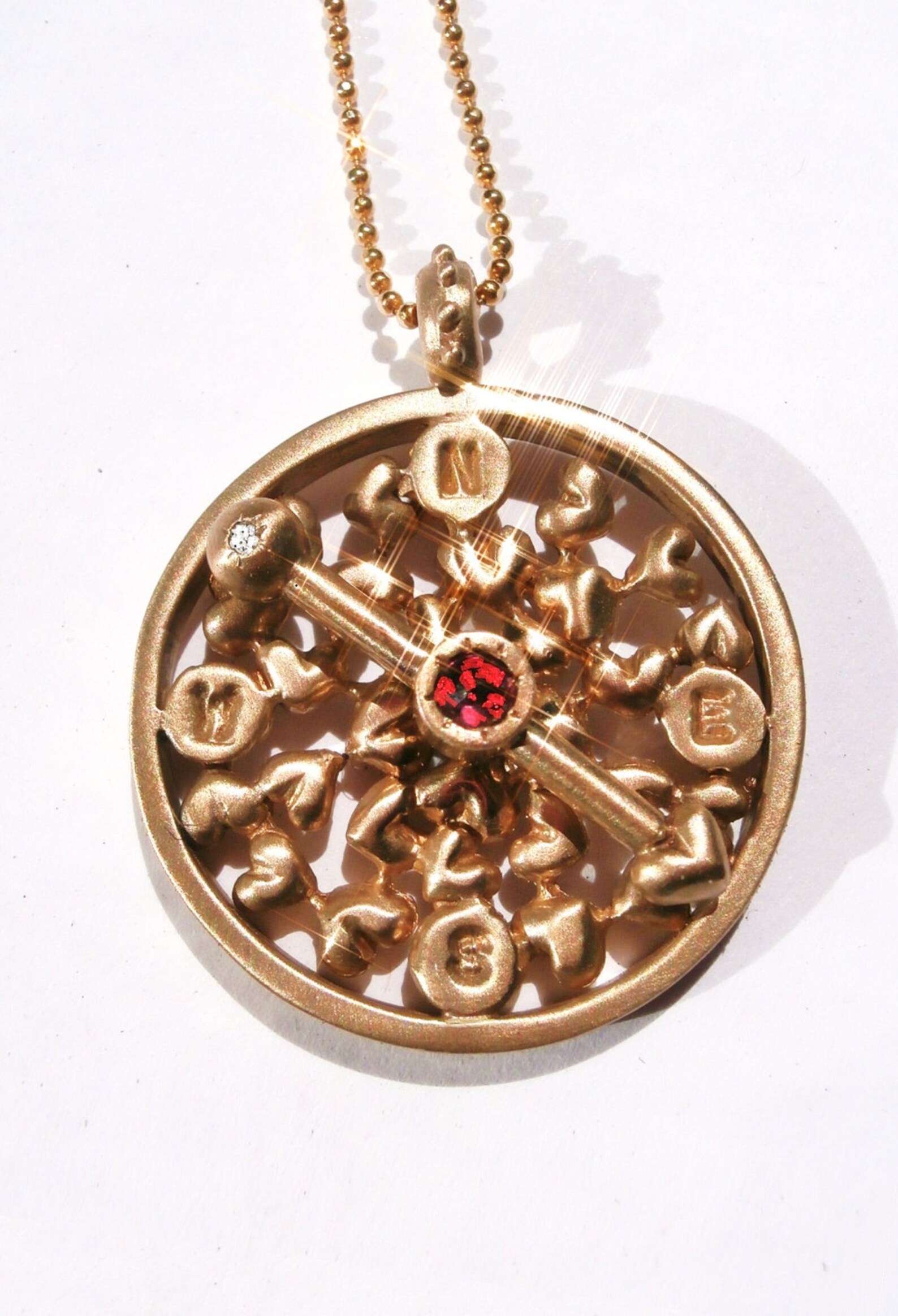 Love Disc Compass 14K Gold Necklace - Etsy