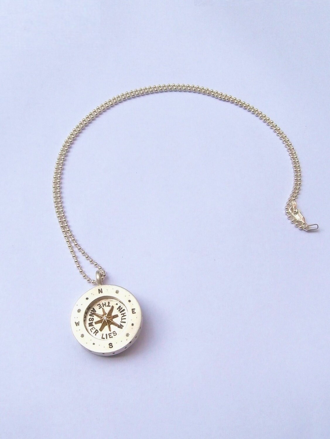 Starry Night Compass Sterling Silver and 14K Gold Engraved | Etsy