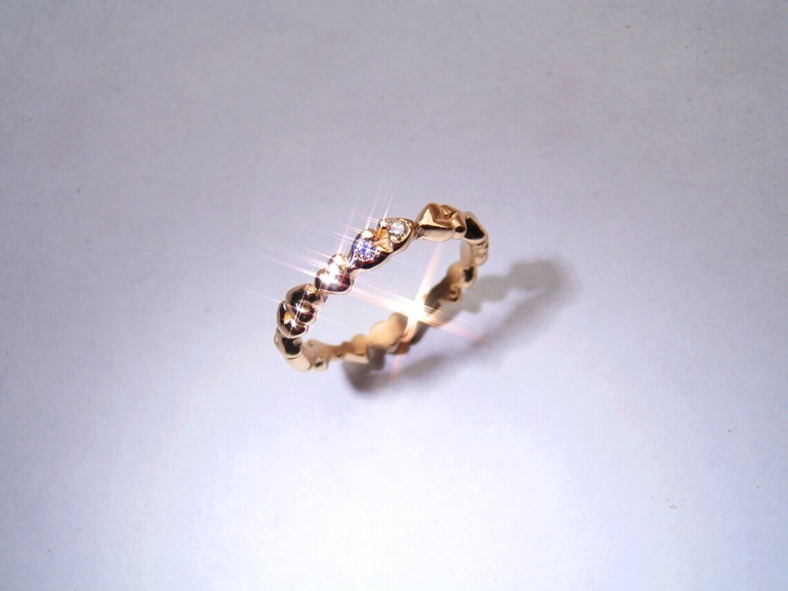 Eternal Love Ring 14K With 2 Diamonds Stackable Ring - Etsy